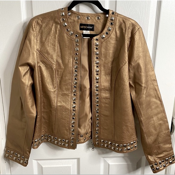 metrostyle | Jackets & Coats | Metrostyle Silver Studded Gold Bronze ...